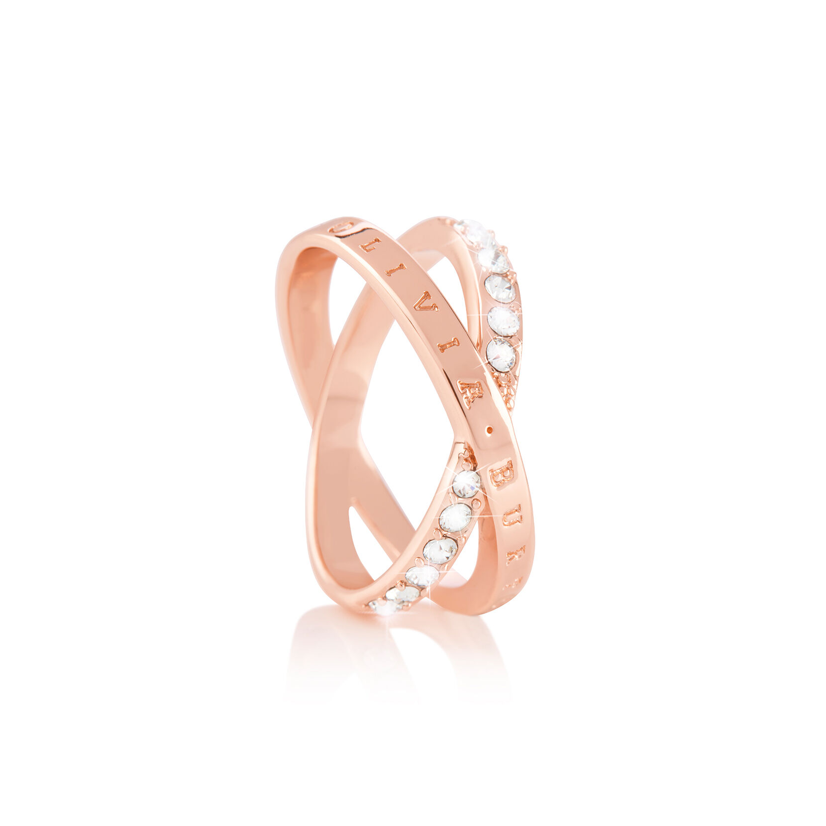 Bejewelled Interlink Ring Rose Gold Olivia Burton London